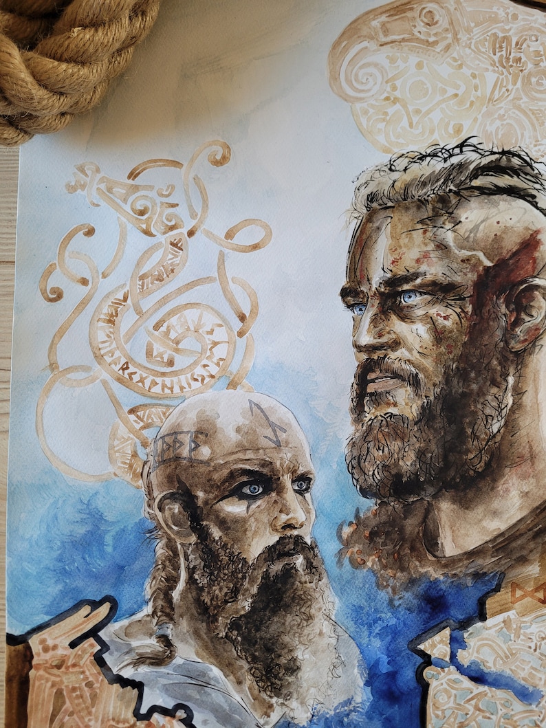 Ragnar and Floki Watercolor Painting: Vikings TV Series Art - Etsy