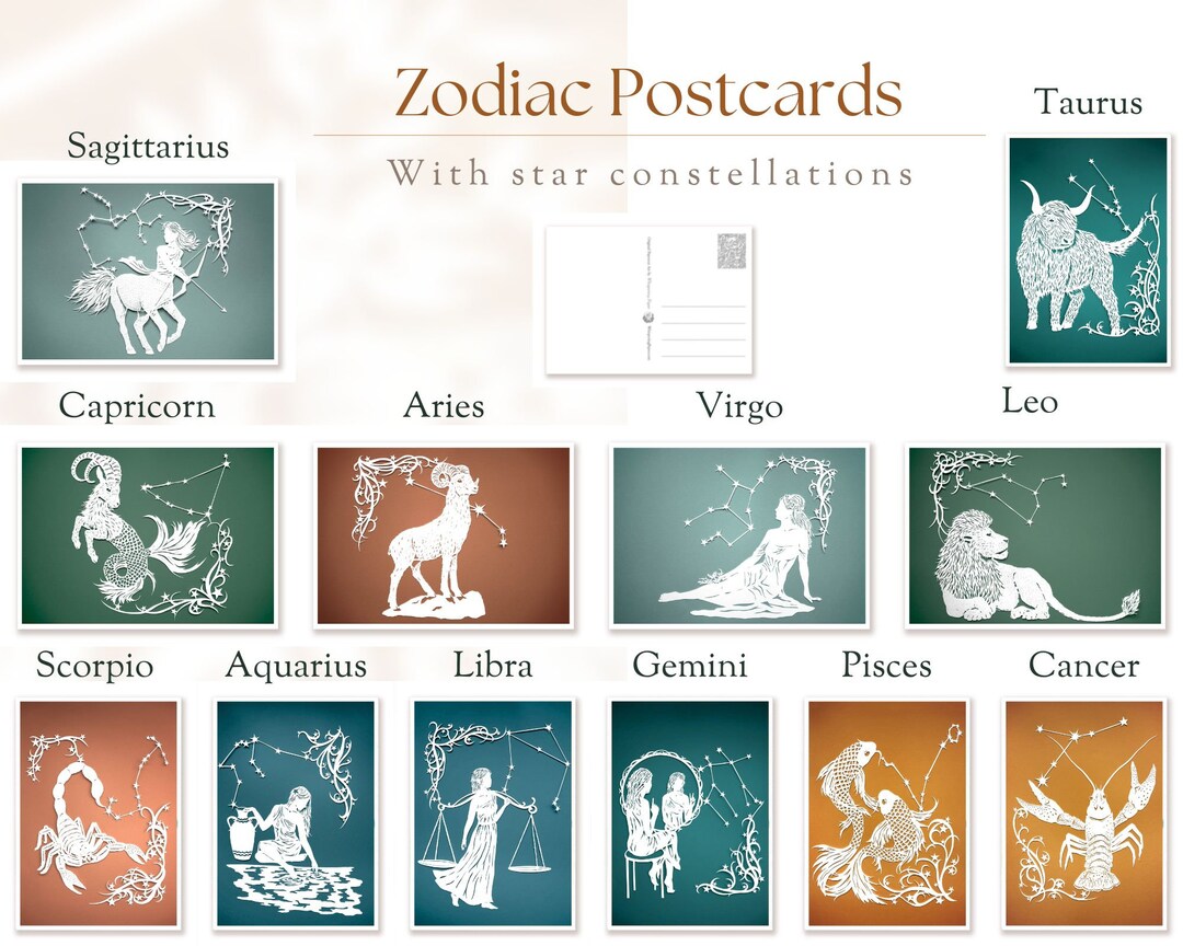 Postcards Zodiac Signs - Etsy