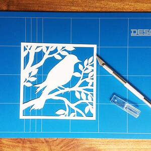 Papercut Template Bird in Tree Digital File - DIY Papercut Bird ...