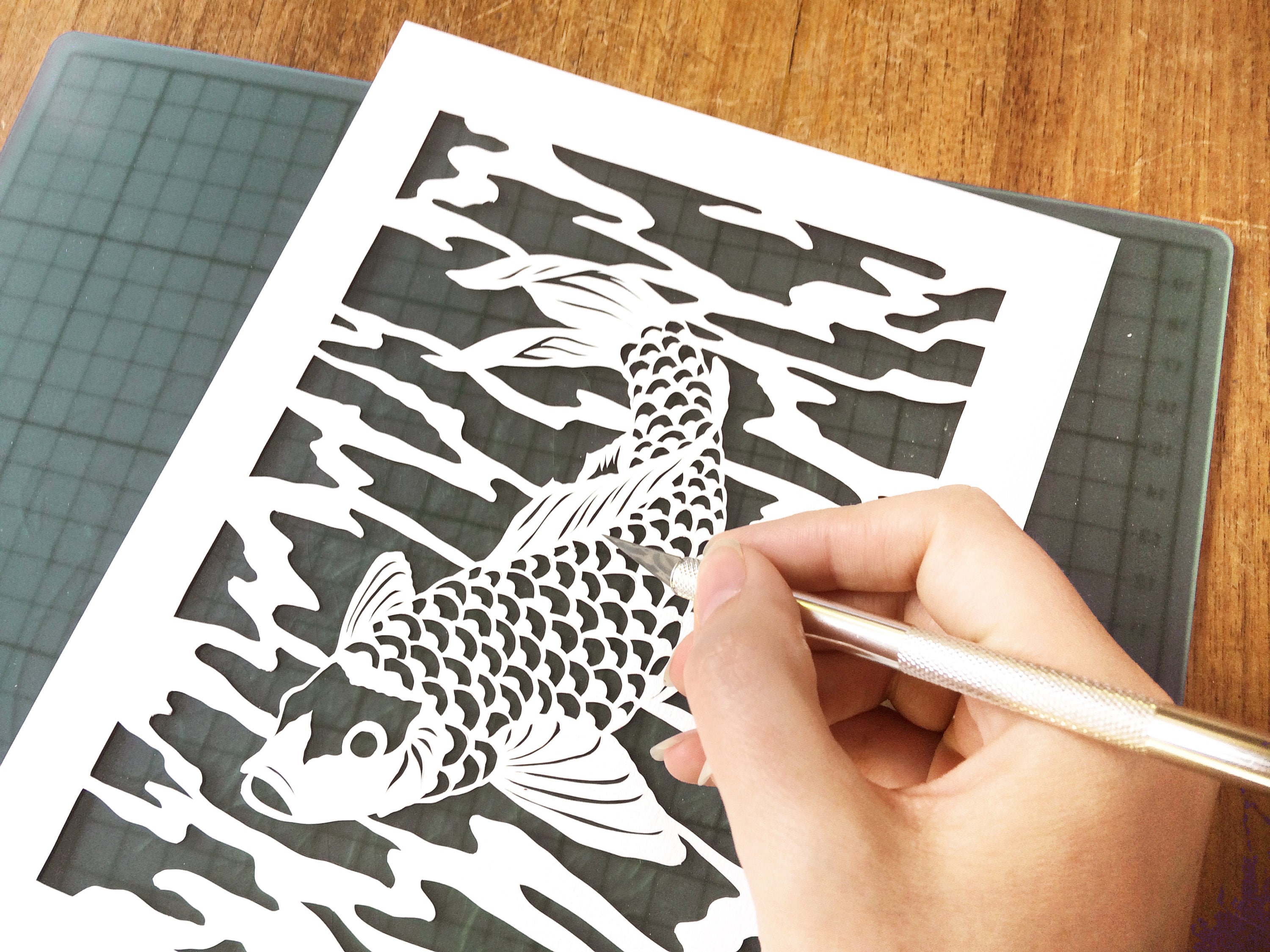 Papercut Template Koi Digital File - DIY Papercut Koi Fish - Diorama ...