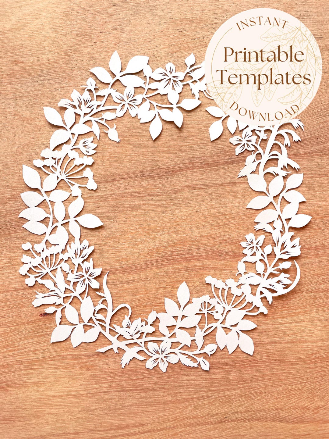 Papercut Template Wild Flower Wreath Digital File - DIY Flower ...