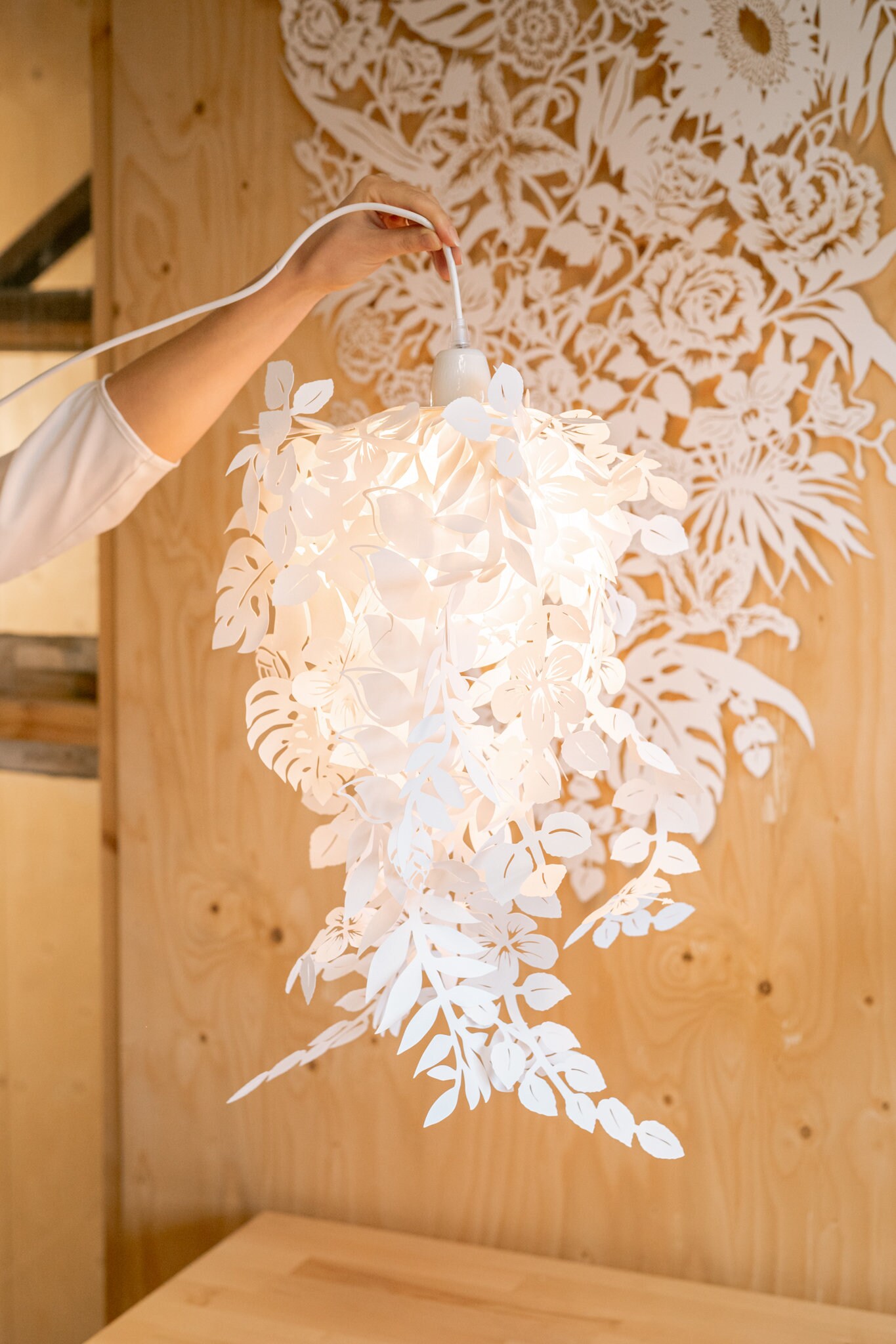 Papercut Hanging Light – Flowers & Leaves - Etsy