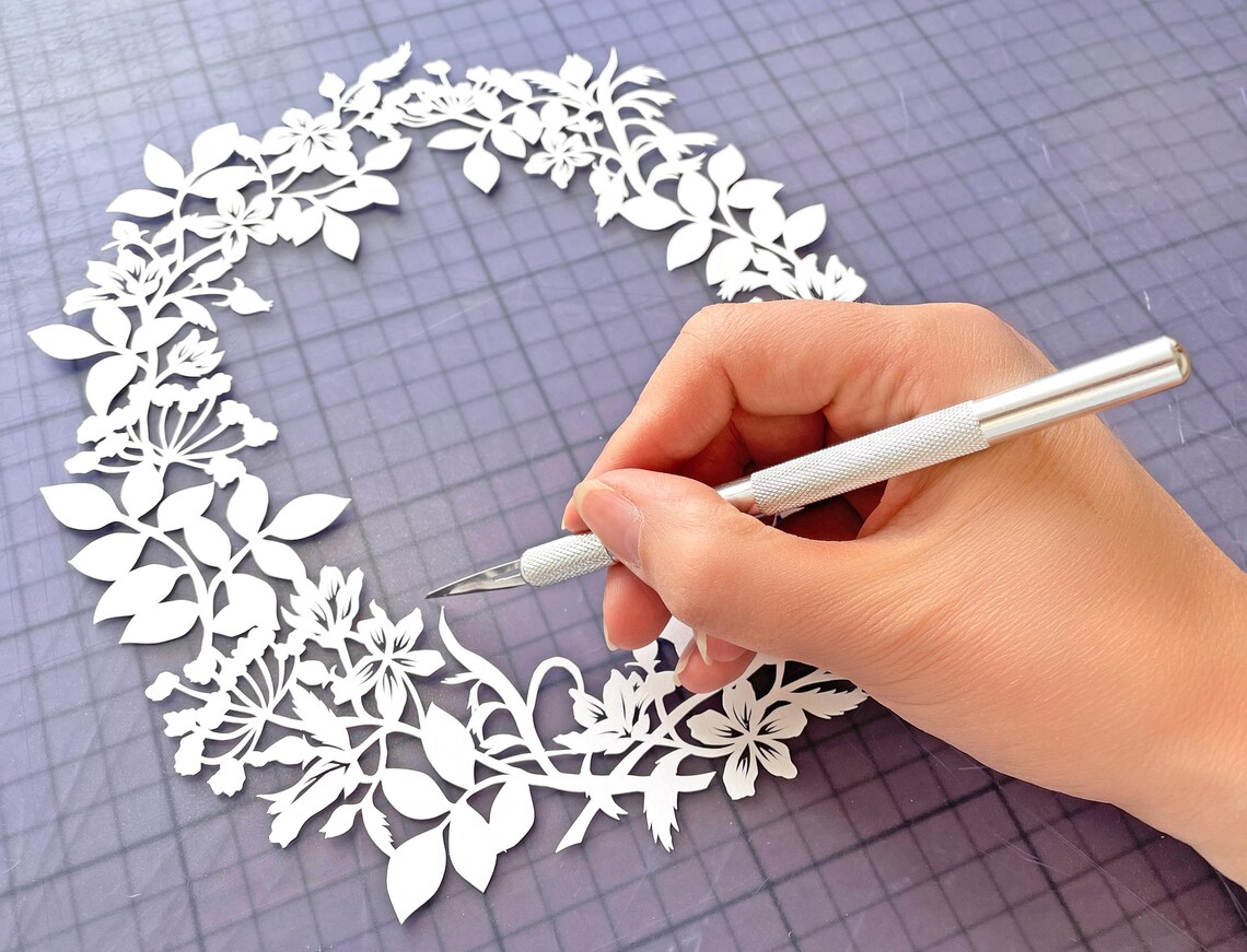 Papercut Template Wild Flower Wreath Digital File - DIY Flower ...