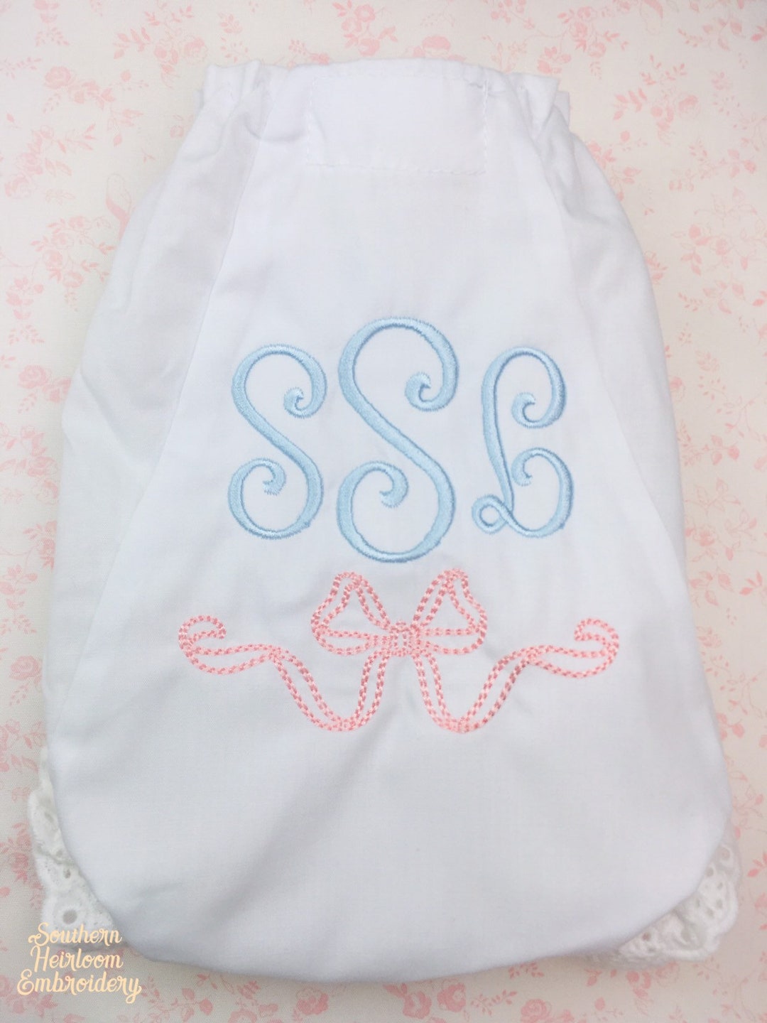 Bow Embroidered Diaper Cover, Monogram Bloomers, Heirloom Bloomers ...