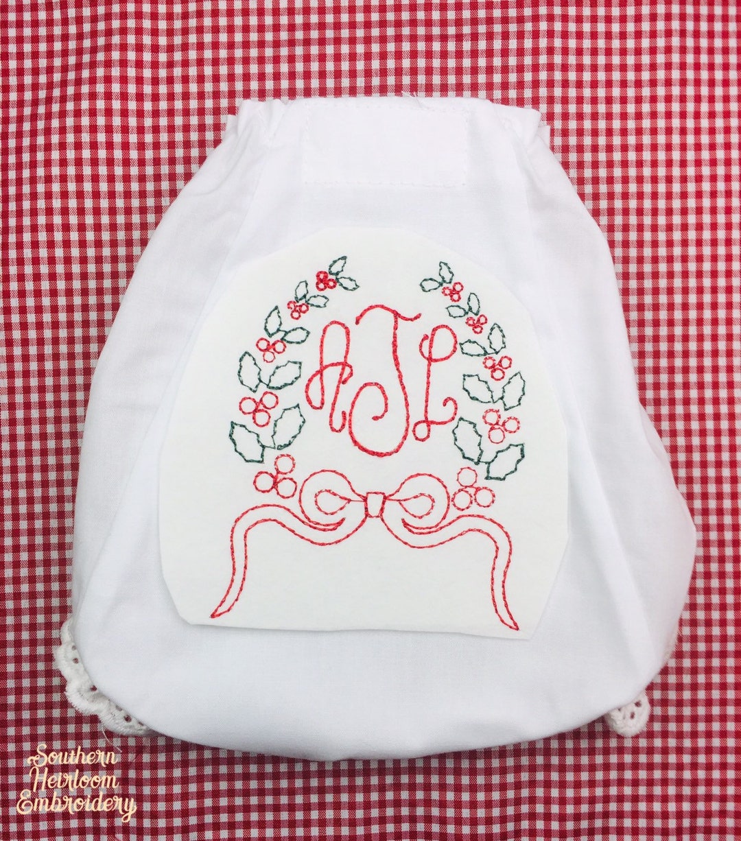 Christmas Bloomers, Holly Bloomers, Monogram Bloomers, Holly Wreath ...