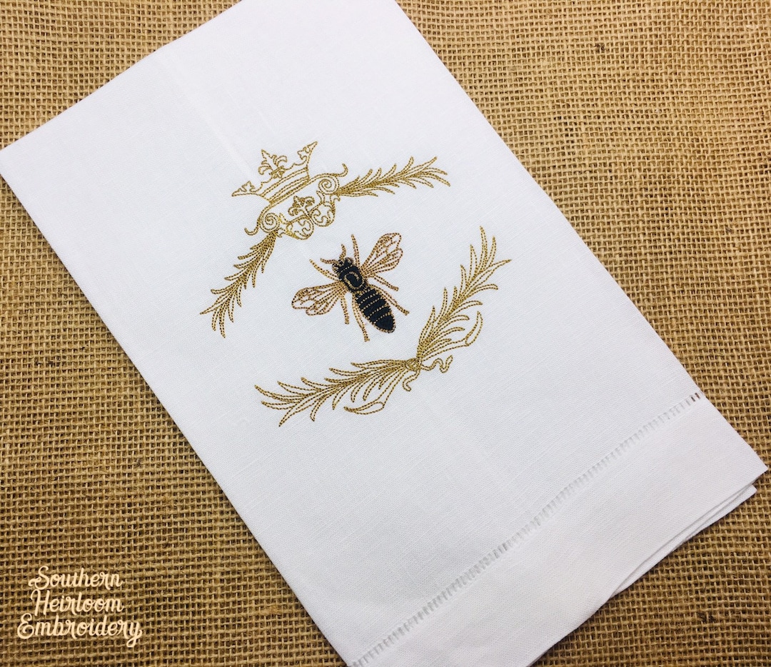 Bee Linen Hand Towel, Linen Hand Towel, Embroidered Hand Towel, Linen ...