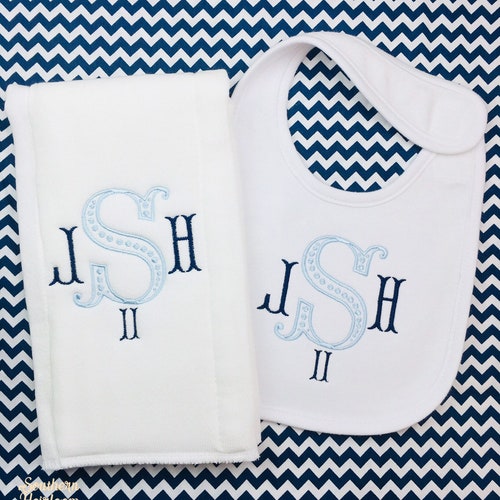 Monogram Burp Cloth Monogrammed Bib Baby Bib Monogram Baby - Etsy
