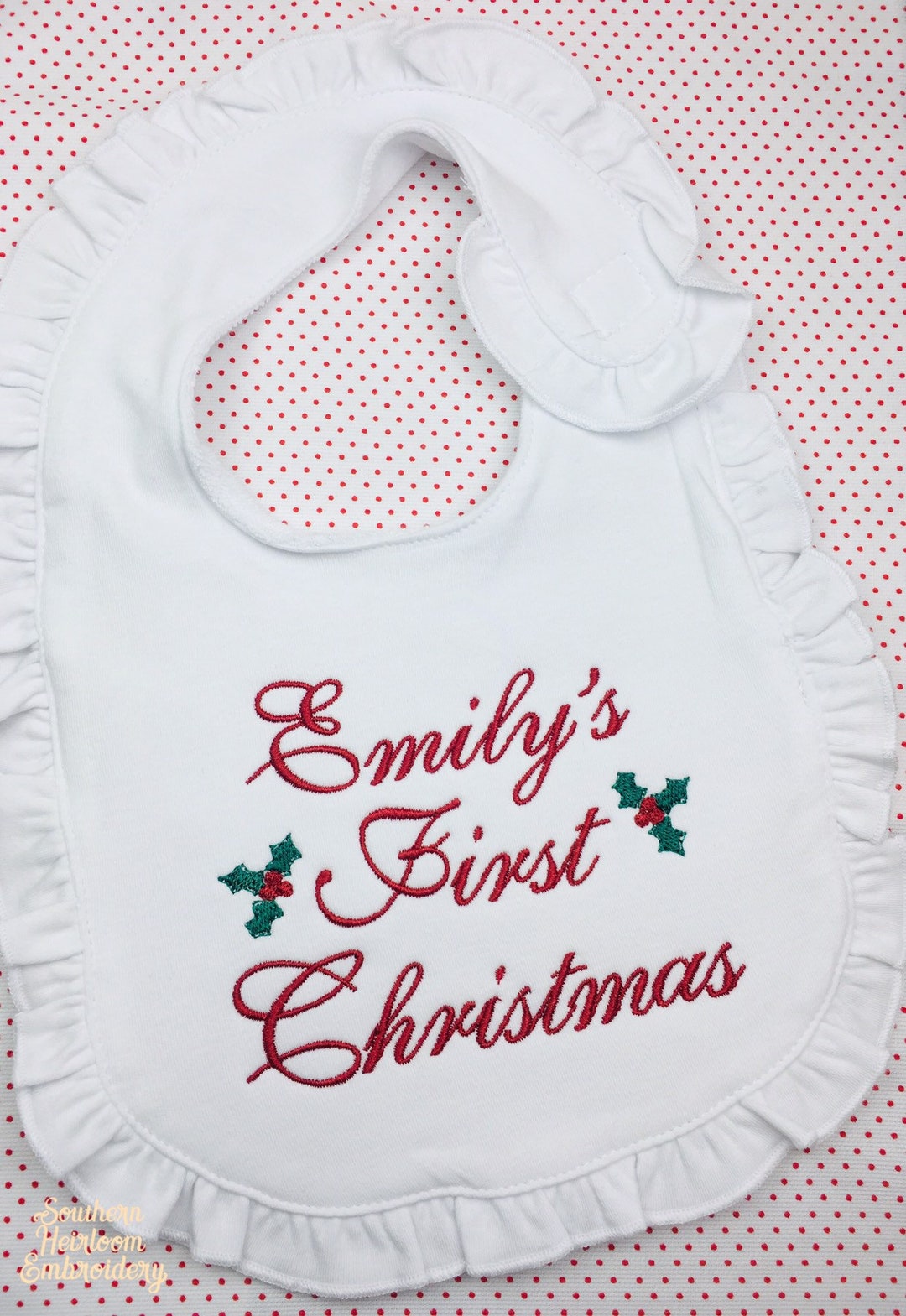 My First Christmas Bib, Name Bib, Christmas Bib, Christmas Burp Cloth ...