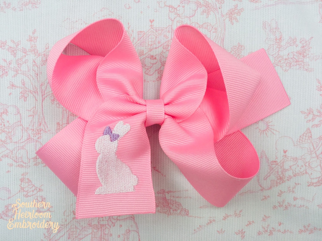 Easter Bow, Bunny Bow, Easter Bunny Bow, Embroidered Bow, Classic Bows ...