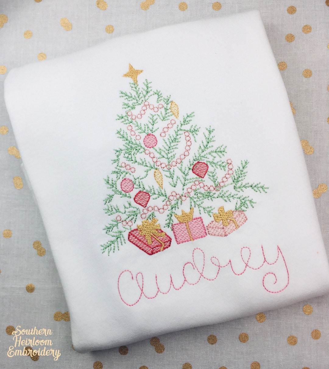 Girl Christmas Shirt, Christmas Tree Shirt, Ruffle Monogram Name Shirt ...