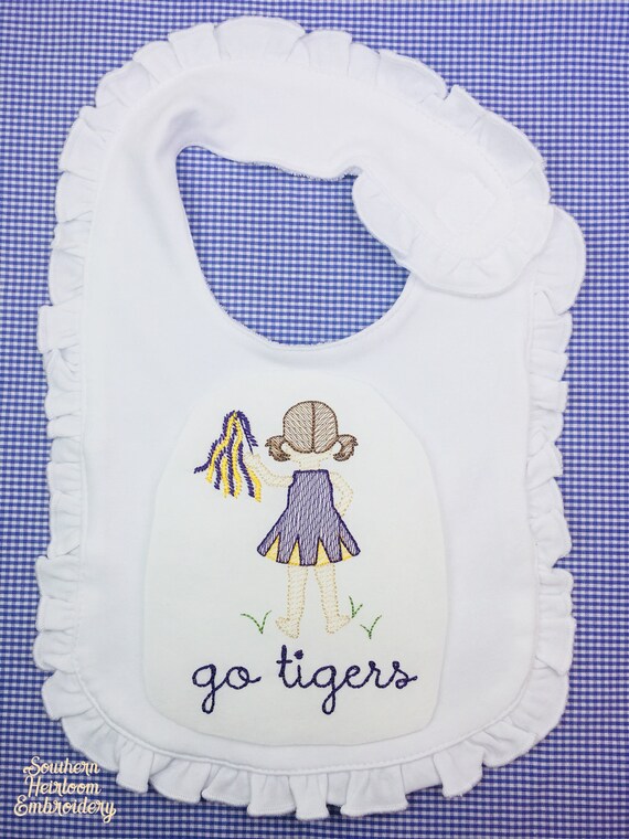 Cheerleader Bib Tiger Bib Purple and Gold Bib Embroidered | Etsy