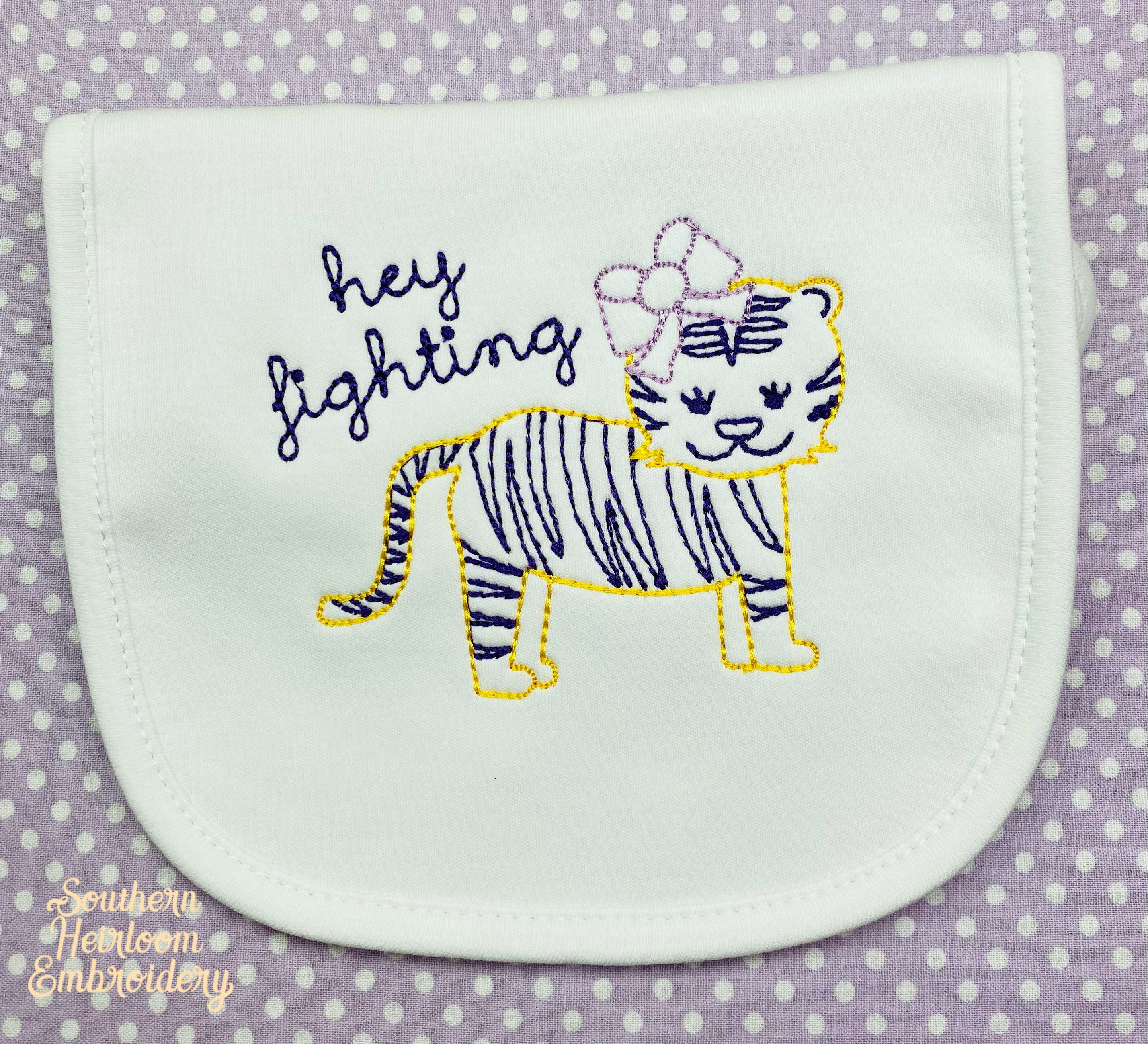 Tiger Bib, Purple and Gold Bib, Hey Fighting Tiger, Football Bib ...