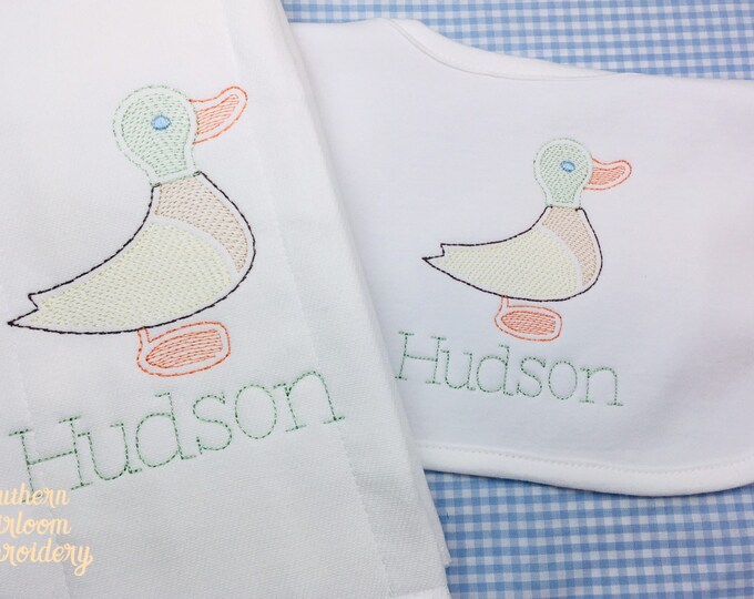 Duck Bib and Burp Cloth Set, Mallard Duck Bib, Mallard Duck Burp Cloth ...