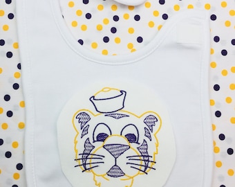 Tiger Bib, Purple and Gold Bib, Hey Fighting Tiger, Football Bib ...