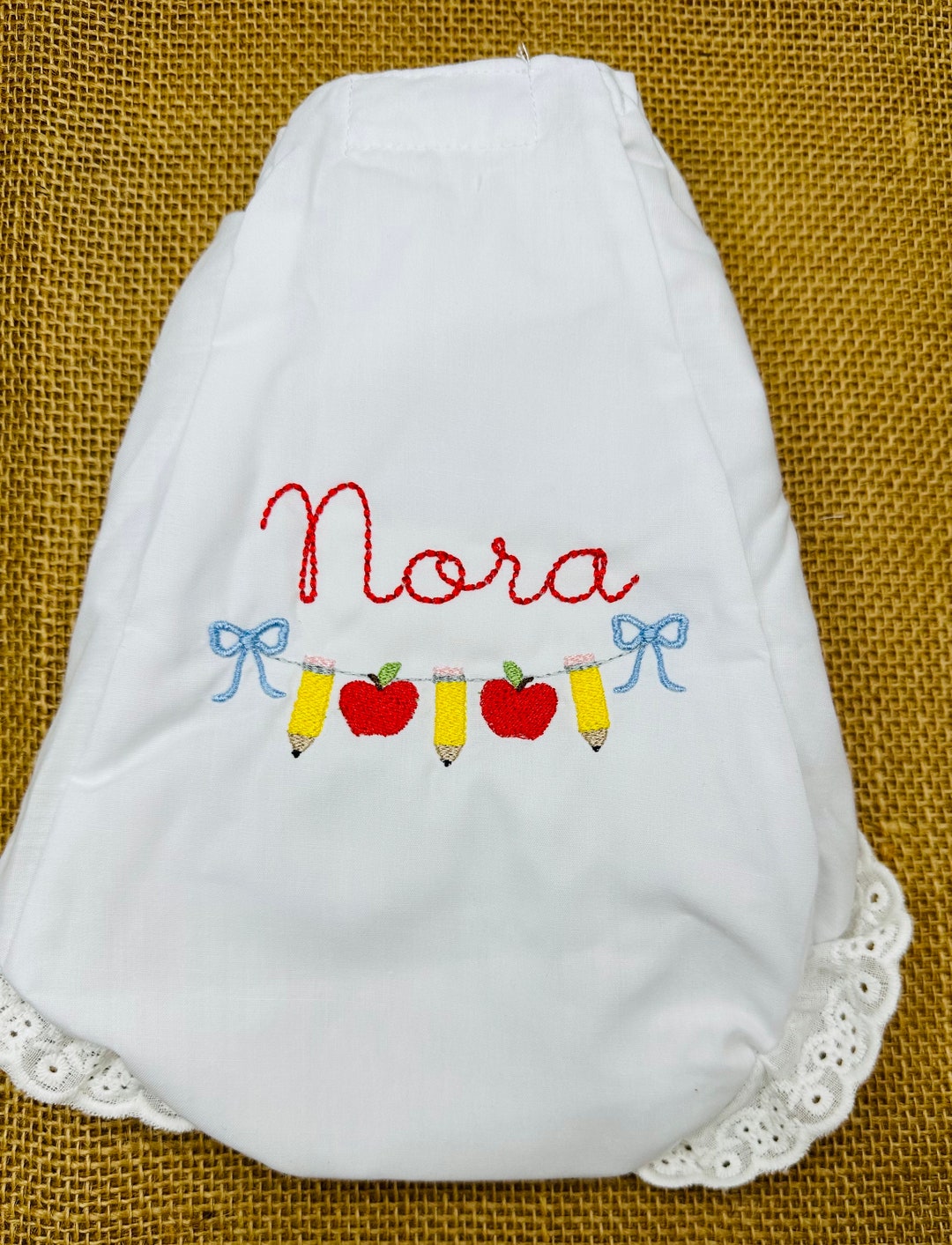 Back to School Embroidered Diaper Cover, Monogram Bloomers, Heirloom ...