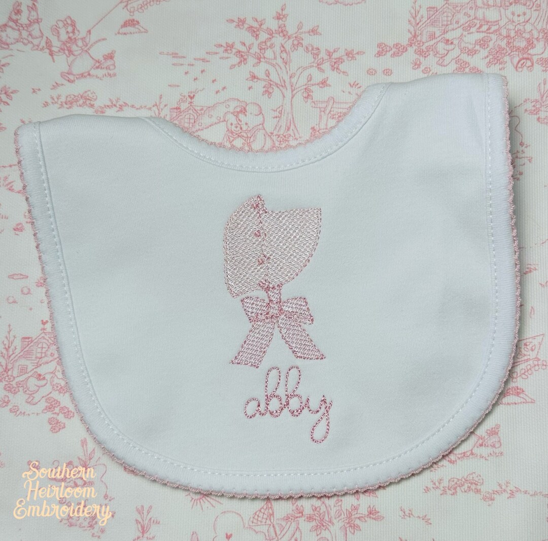 Monogram Name Bib Picot Bib Bonnet Bib Pink Picot Bib - Etsy