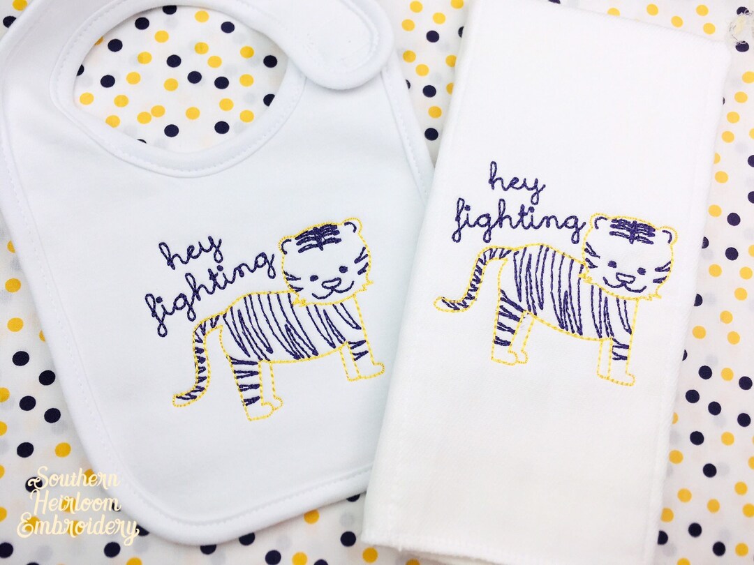 Tiger Bib, Purple and Gold Bib, Hey Fighting Tiger, Football Bib ...