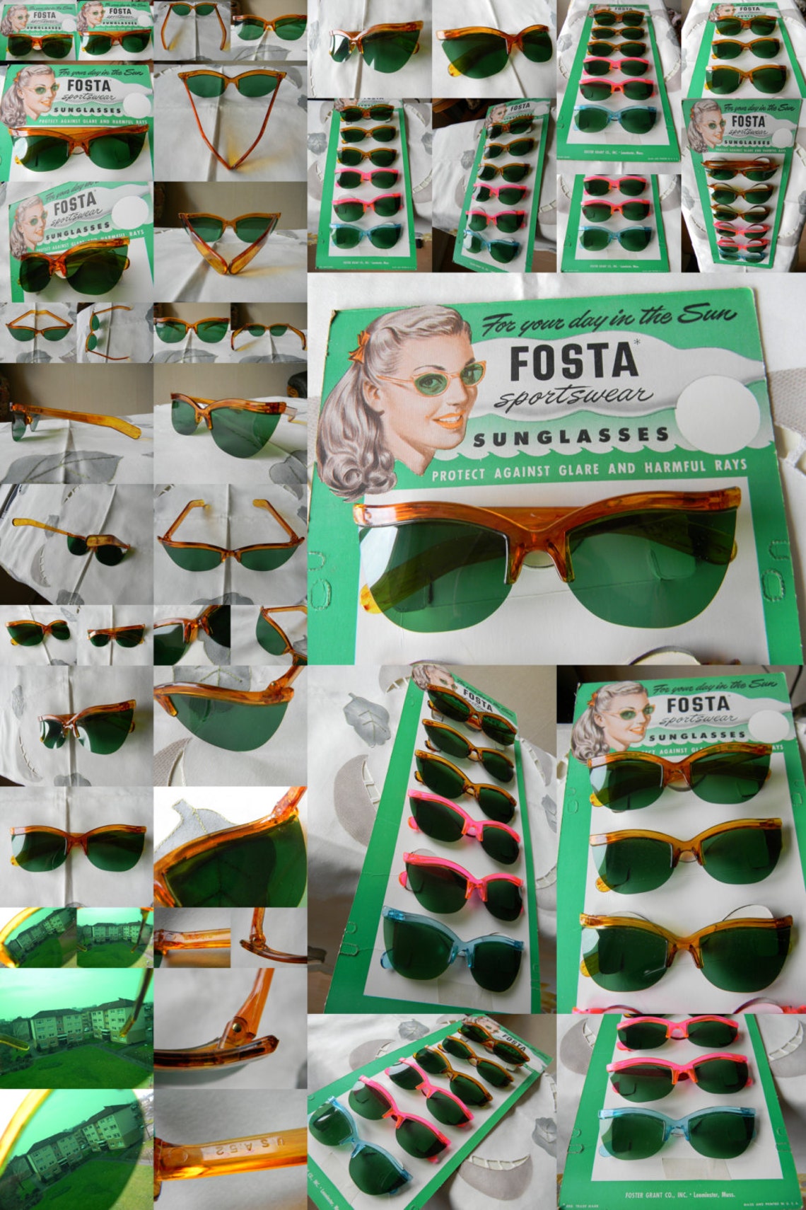 True Vintage Rare Fosta Sunglasses 1950's. Made in the USA. Mint. N O S ...