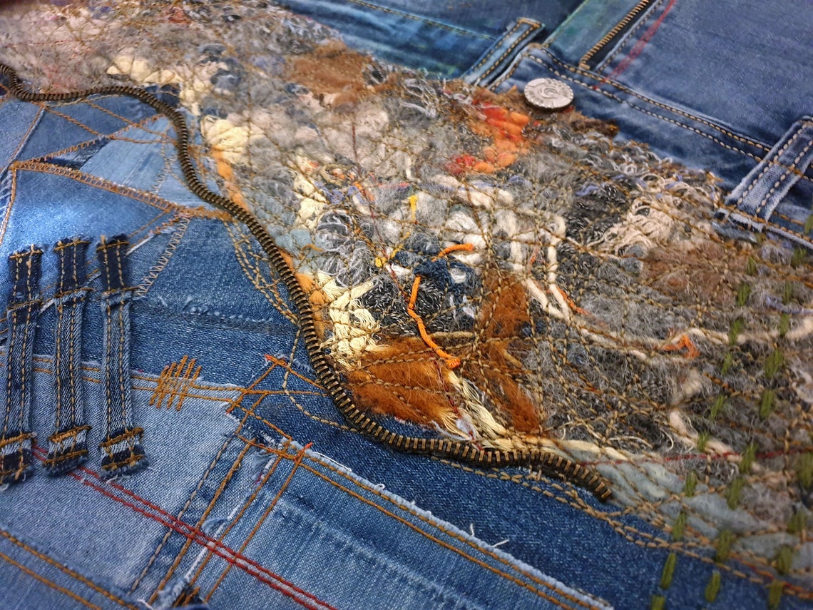 Jeans Art on Canvas Abstract Wall Denim Collage Contemporary - Etsy