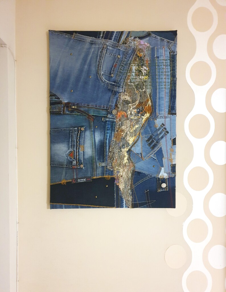 Jeans Art on Canvas Abstract Wall Denim Collage Contemporary - Etsy