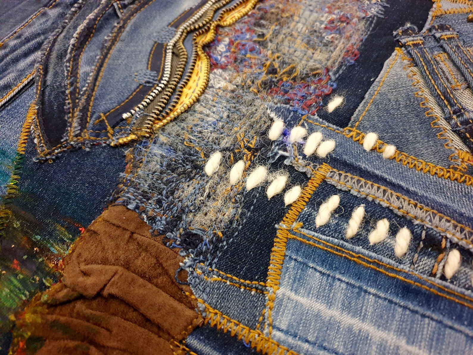 Upcycled Denim Art Collage Wall Decor Boho Wall Hanging - Etsy