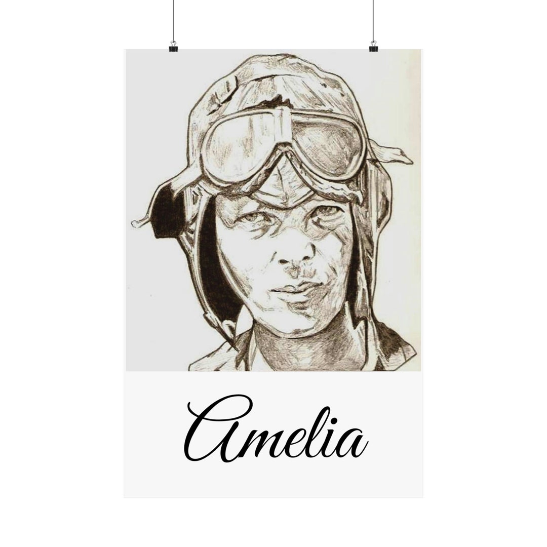 Amelia Earhart Matte Vertical Posters Drawing Art by Rob Crandall - Etsy