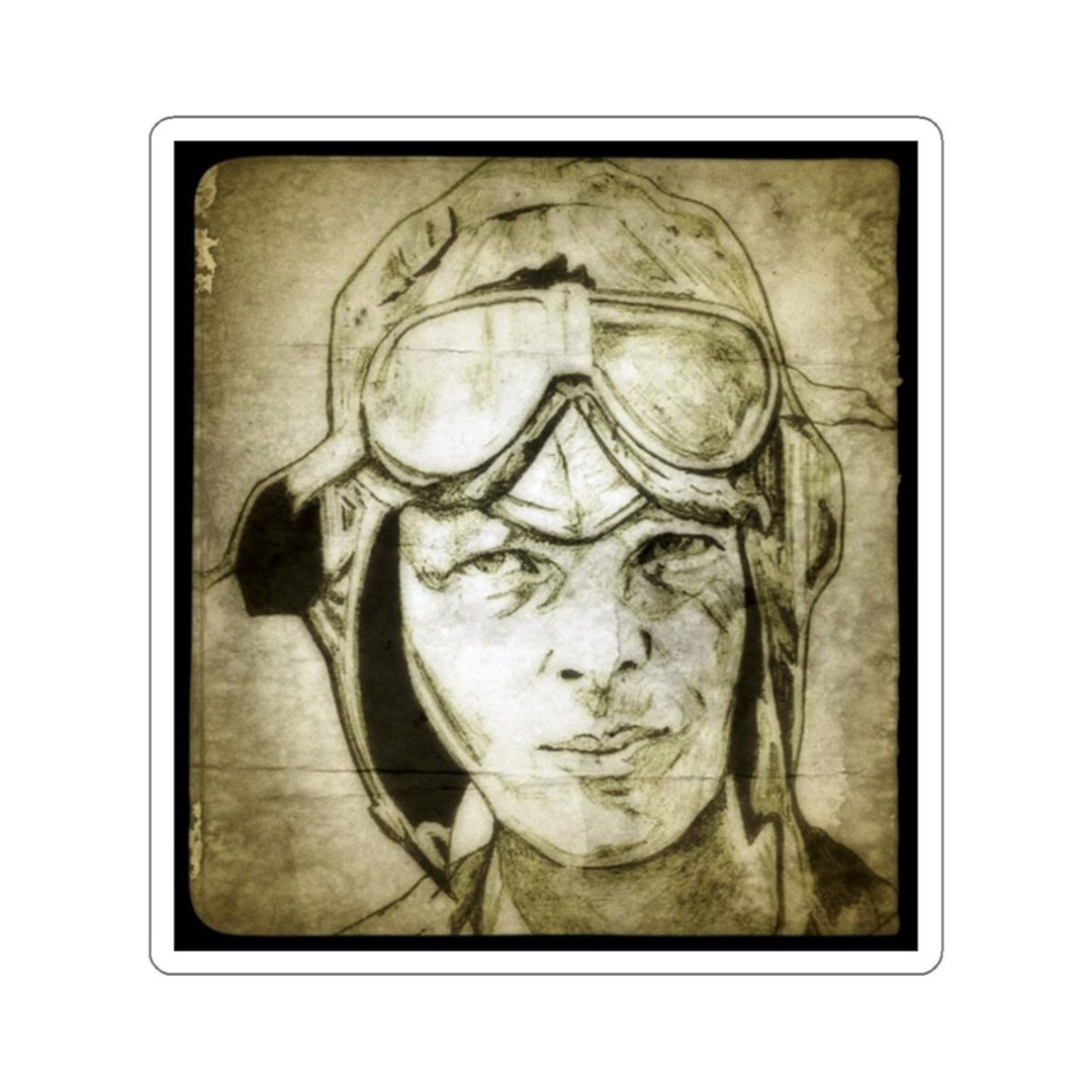 Amelia Earhart Kiss-cut Stickers Drawing Art by Rob Crandall Glossy - Etsy