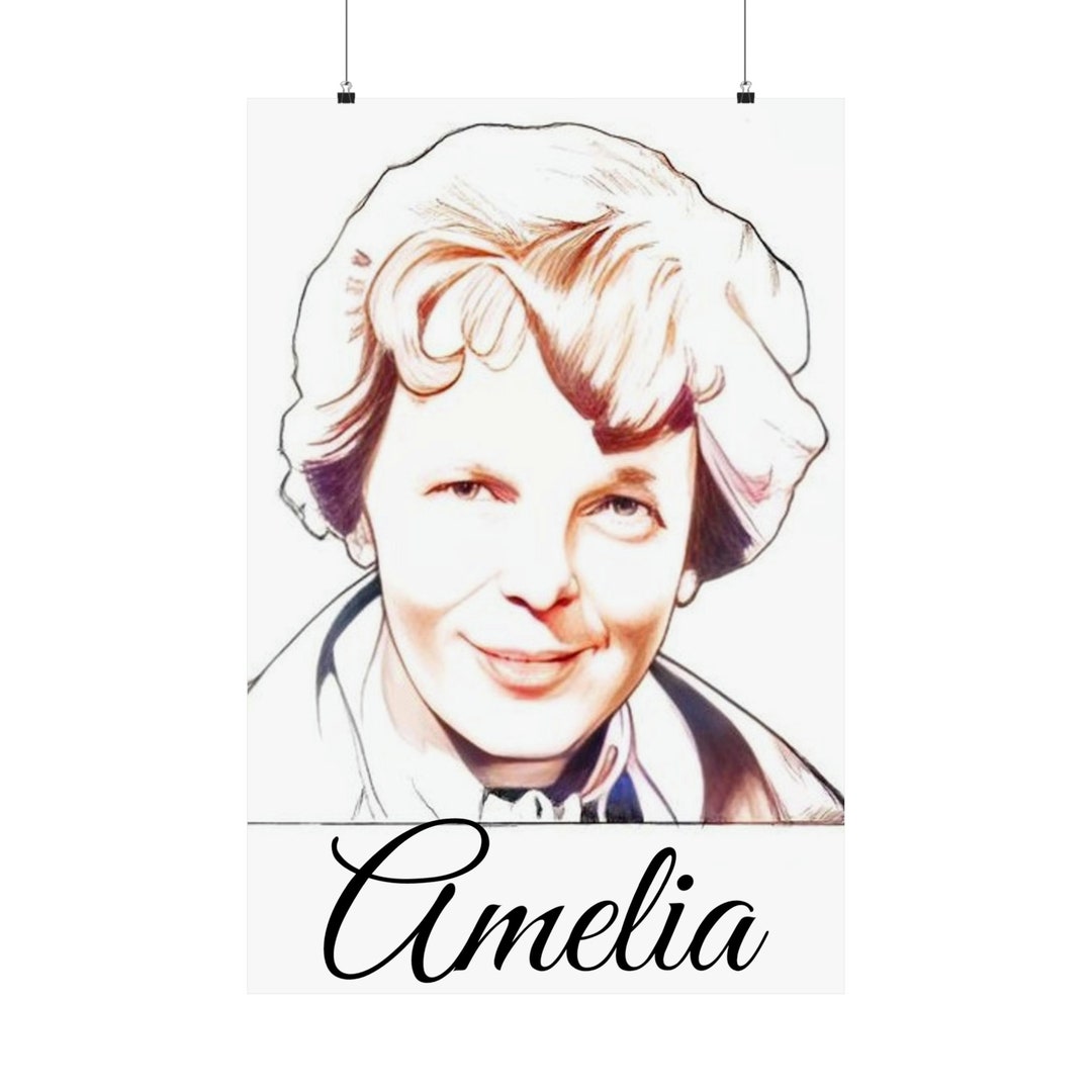Amelia Earhart Matte Vertical Posters Poster Drawing Art by Rob ...