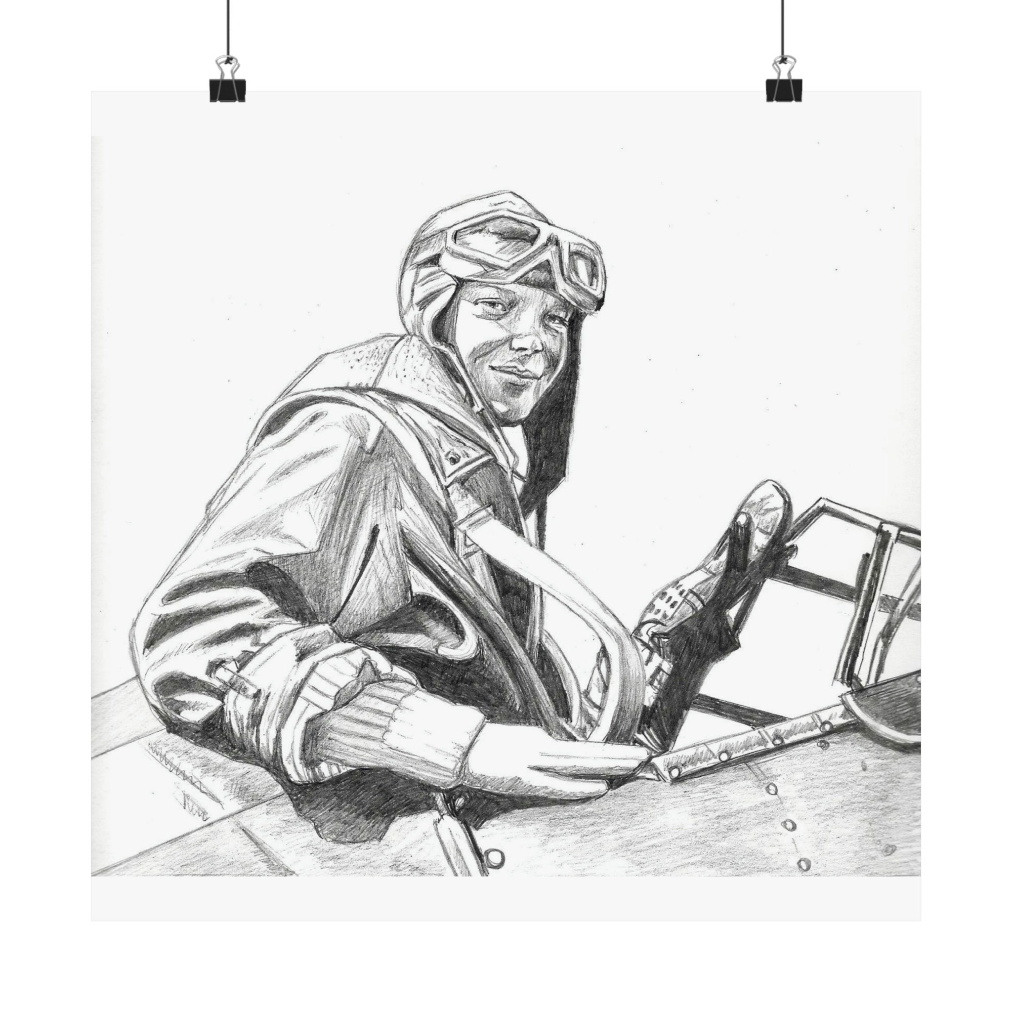 Amelia Earhart Poster Matte Vertical Posters Square Drawing Pencil Art ...