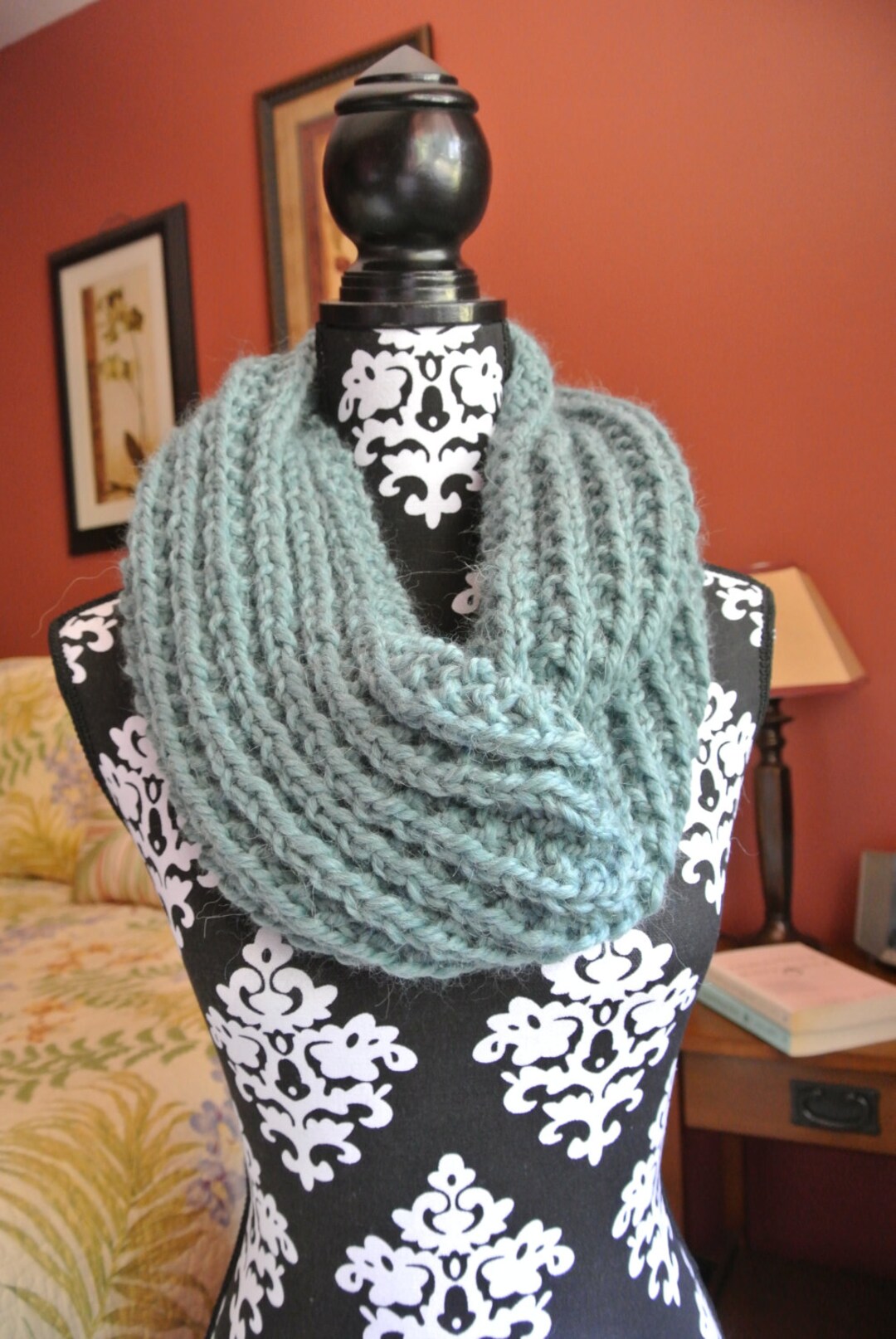 Uneven Rib Stitch Knit Infinity Scarf Pattern; Pdf DOWNLOAD ONLY; Warm ...