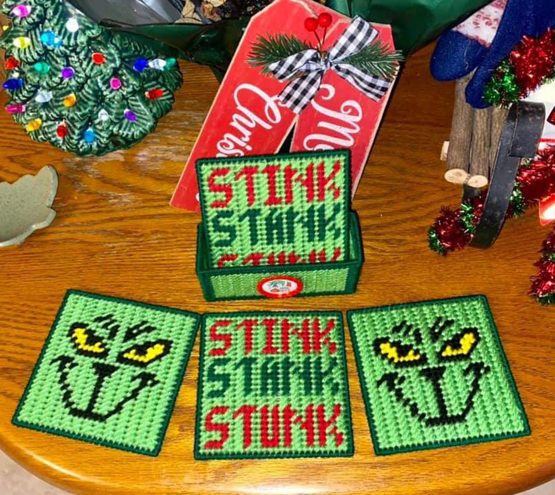 Stink Stank Stunk Grinch Coaster Set - Etsy