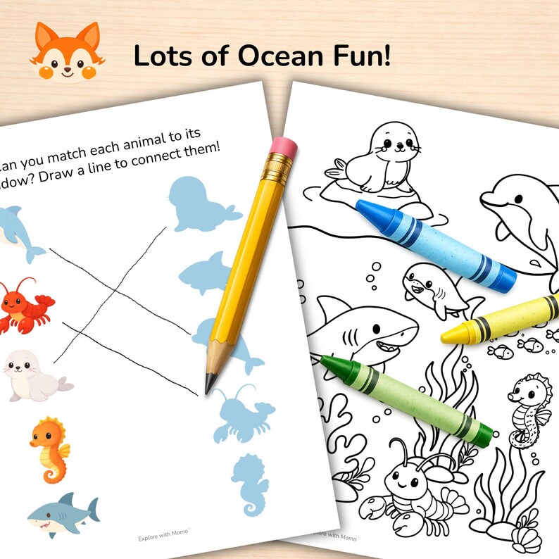 Ocean Animals Matching Activities & Game, Preschool Learning Activities ...