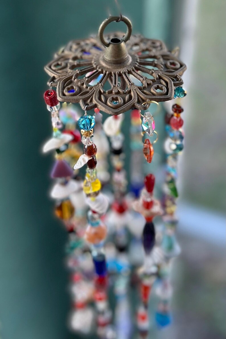 Handmade Crystal Shell Suncatcher: Brass, Glass, Pearl, Semiprecious ...