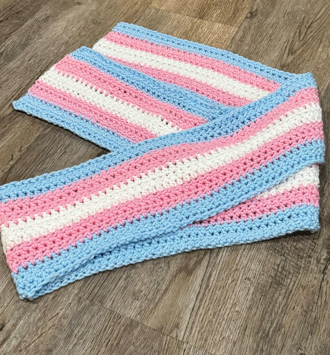 Trans Pride Scarf, Trans Flag Scarf, Pride Crocheted Scarf - Etsy
