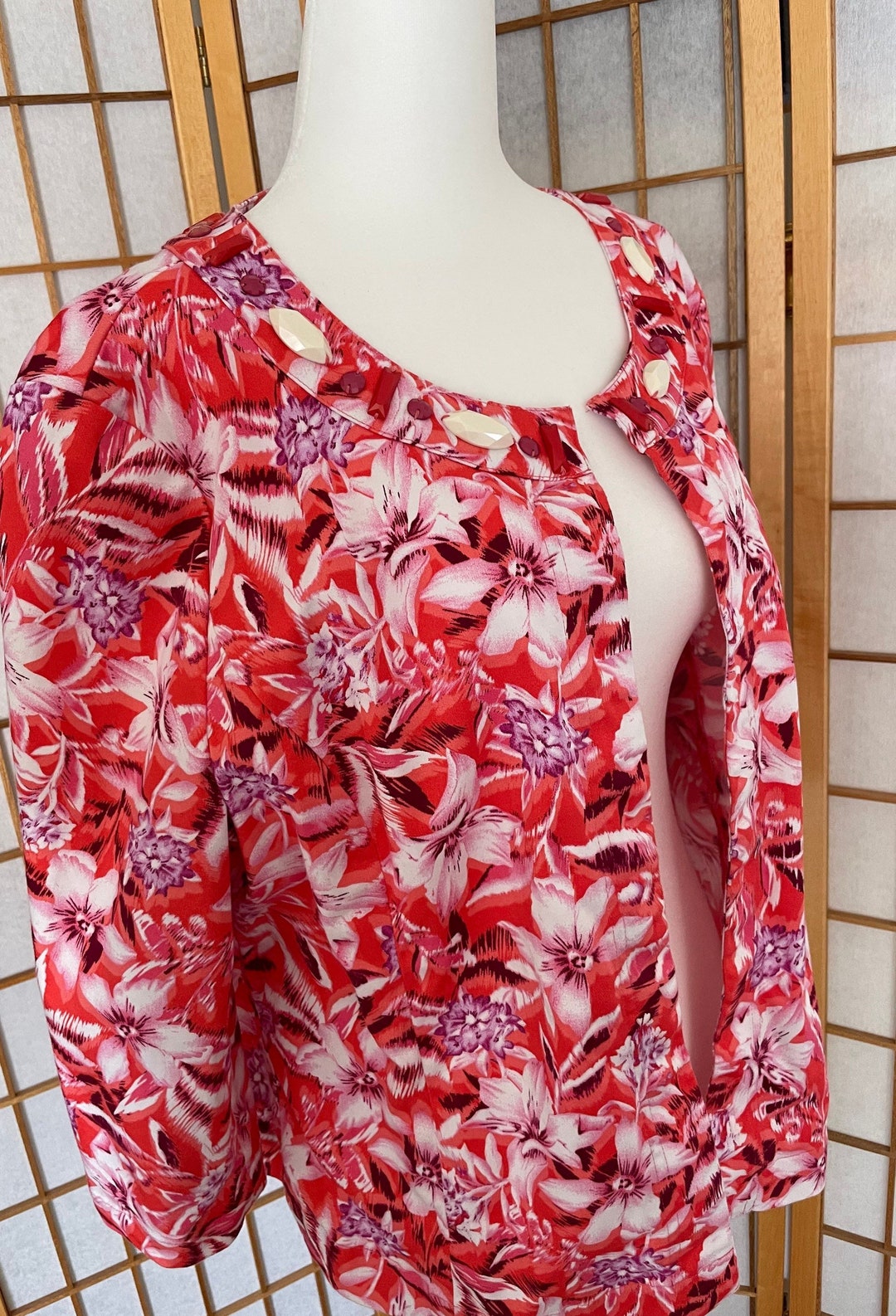Sweet Summer Jacket in Flower Power With Mod Faux Colorful Gems ...