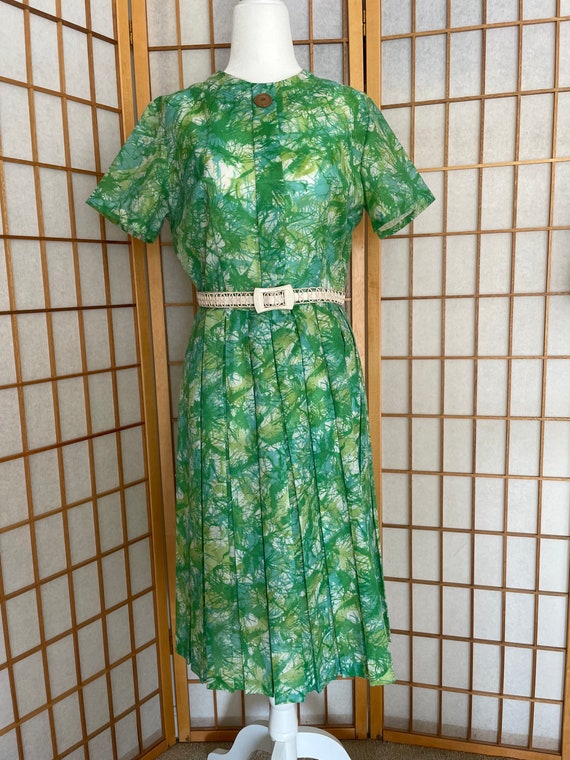 Crisp Green 50s Pleated Shirtdress, June Cleaver Styl… - Gem