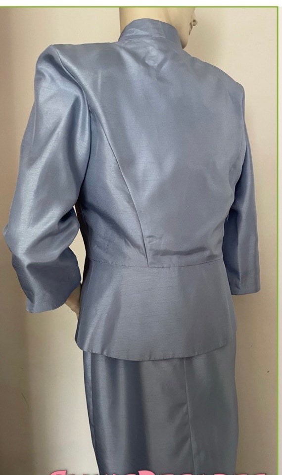 Amazing light Blue Formal Dress Suit, Beaded Trim Jac… - Gem