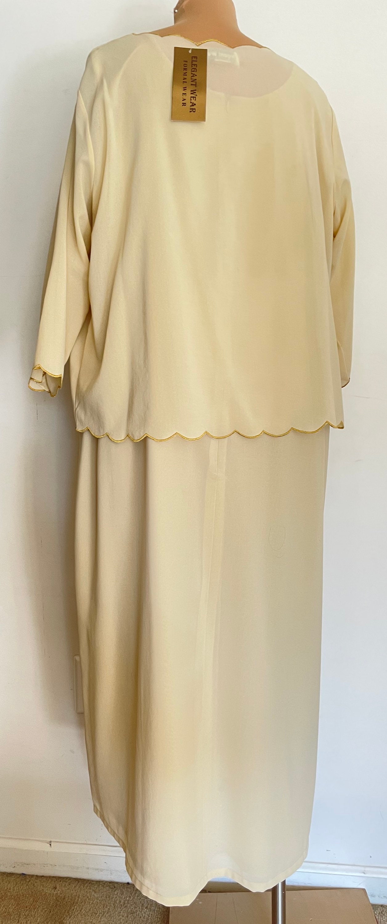 Cream XL Evening Gown Set Flattering With Embroidered Chiffon - Etsy