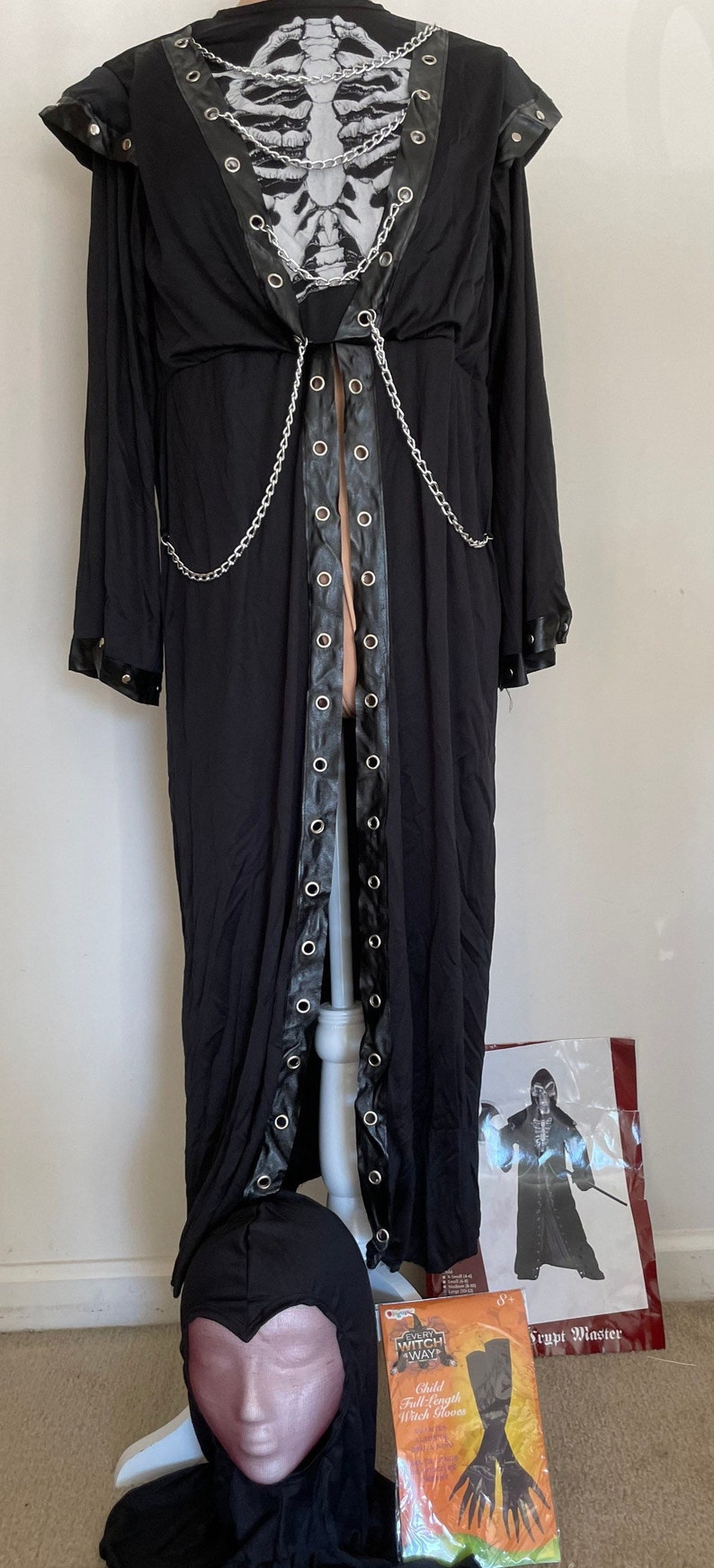 Crypt Master Costume Pieces Skeleton Robe With Chains Hood and - Etsy