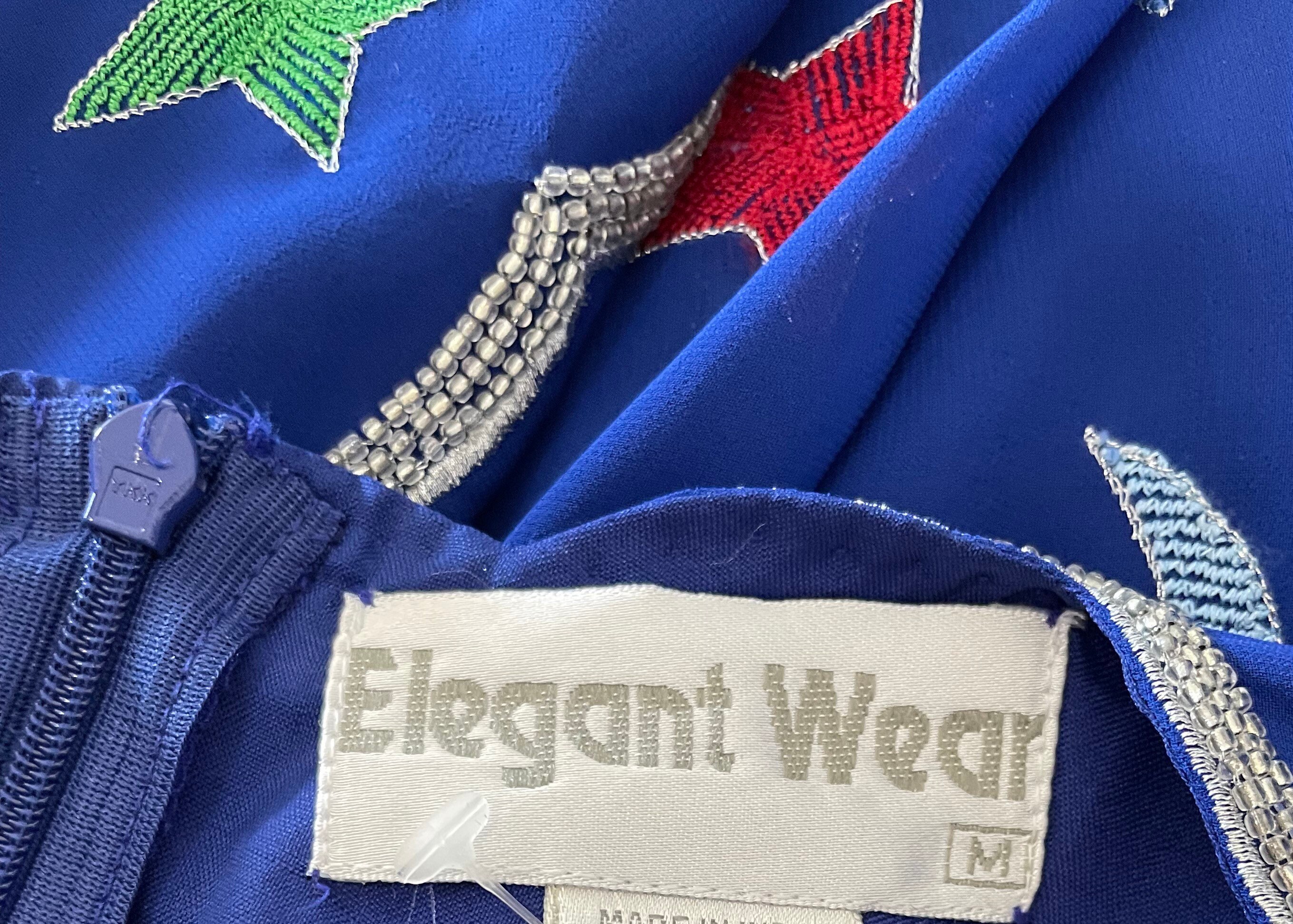 Bright Royal Blue Formal Top With Celestial Embroidered Design and Half ...