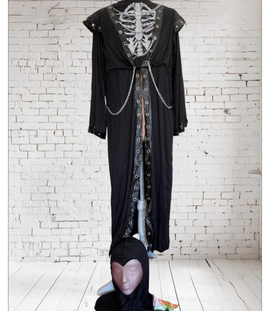 Crypt Master Costume Pieces Skeleton Robe With Chains Hood and Gloves ...