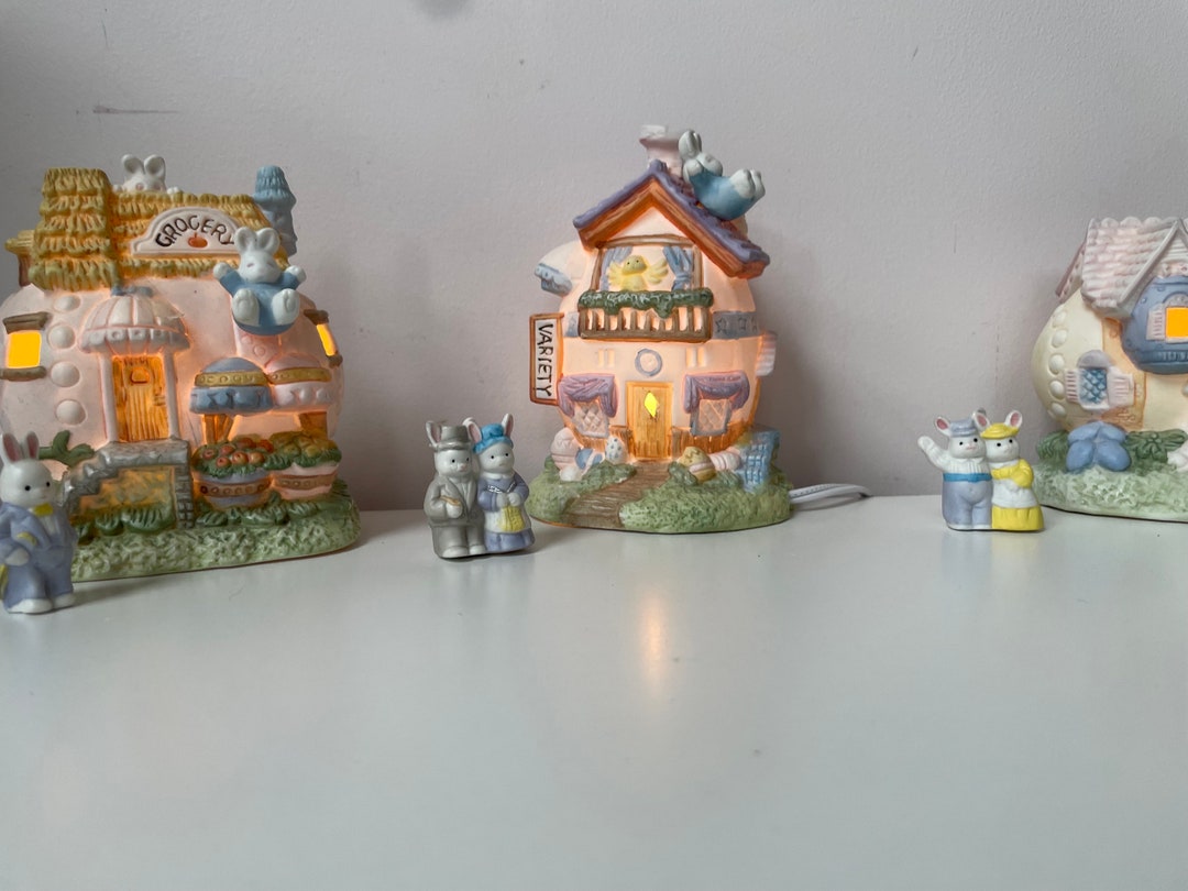 Hop Along Hollow 7 Piece Easter Villiage Set With Lighting 1992 ...