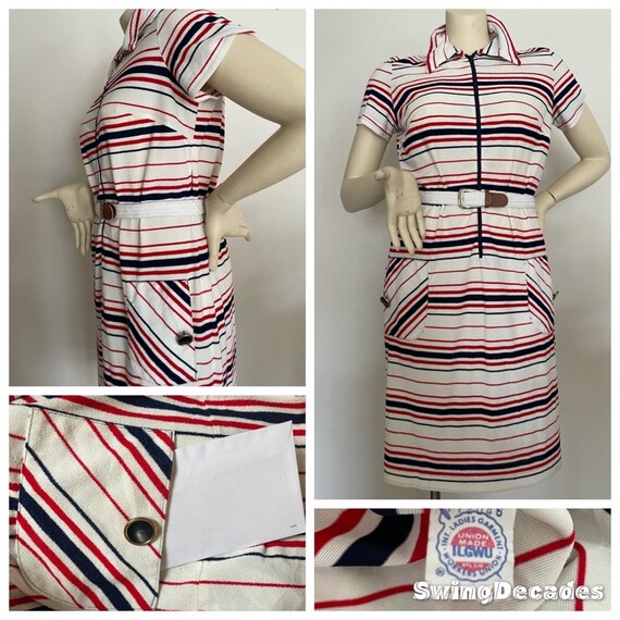 Preppy 70s Patriotic Dress For Summer Fun in Large Si… - Gem