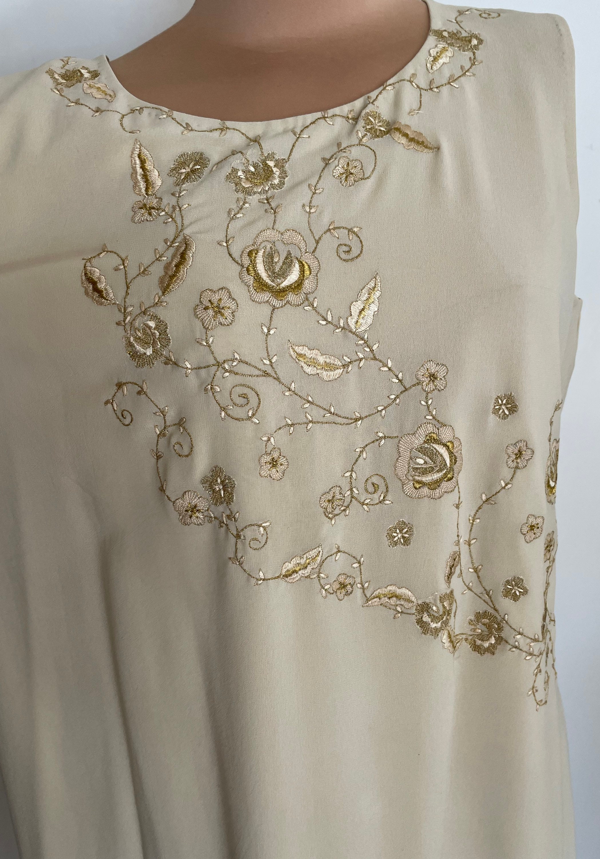 Cream XL Evening Gown Set Flattering With Embroidered Chiffon - Etsy