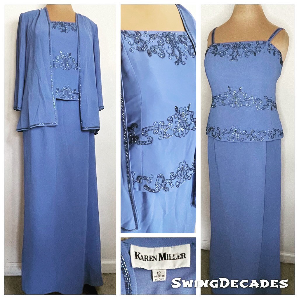 Amazing Karen Miller Light Blue Vintage Formal Dress Suit With Beaded ...