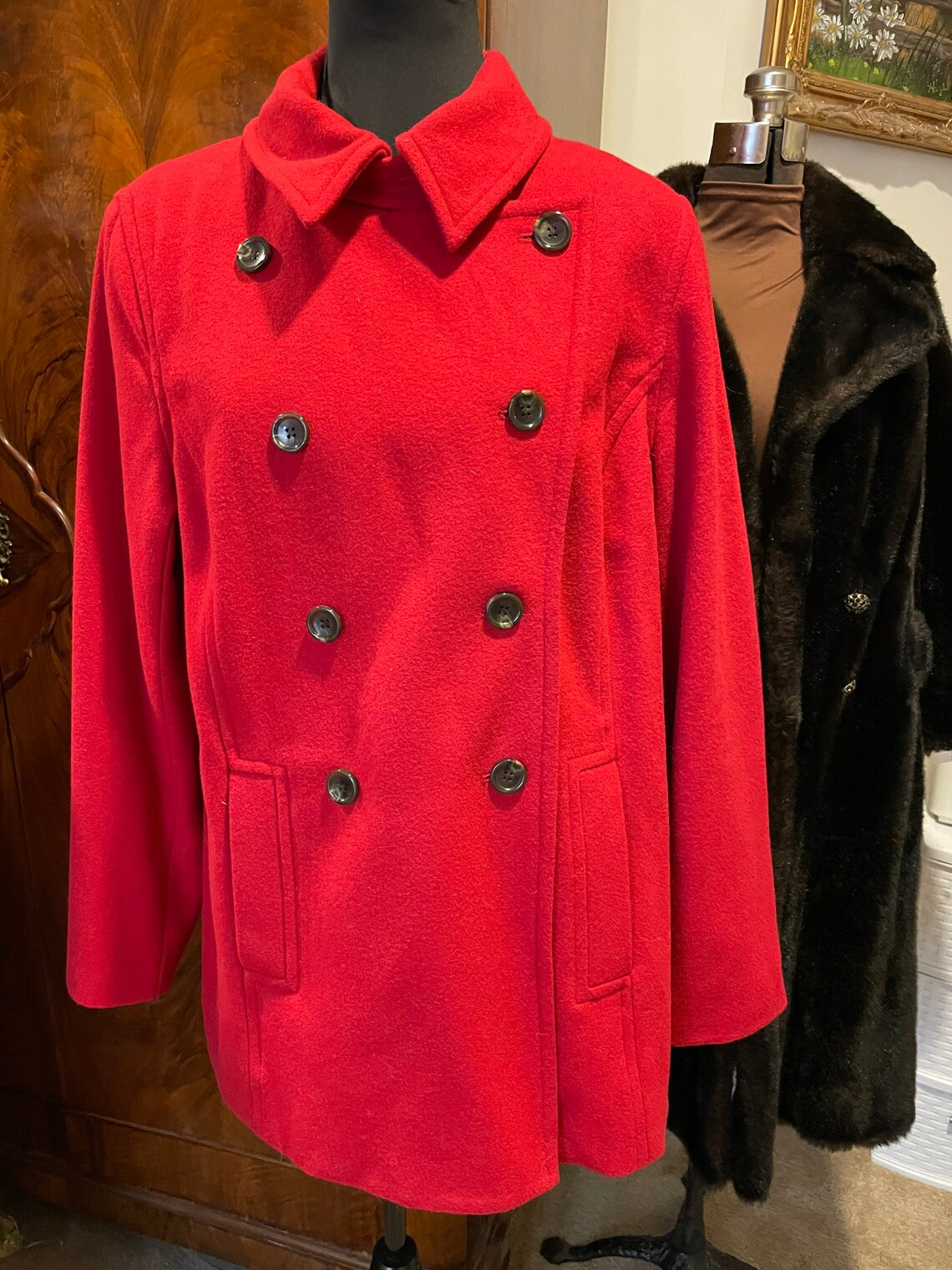 Fantastic Vintage Red Wool Blend Double Breasted Car Coat in - Etsy