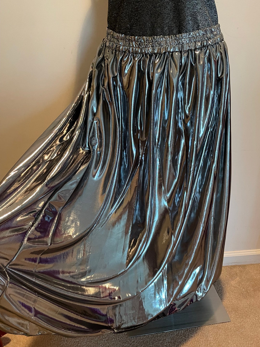 Metallic Dark Silver Sheen Formal Skirt by Elegant Wear Never Worn New ...