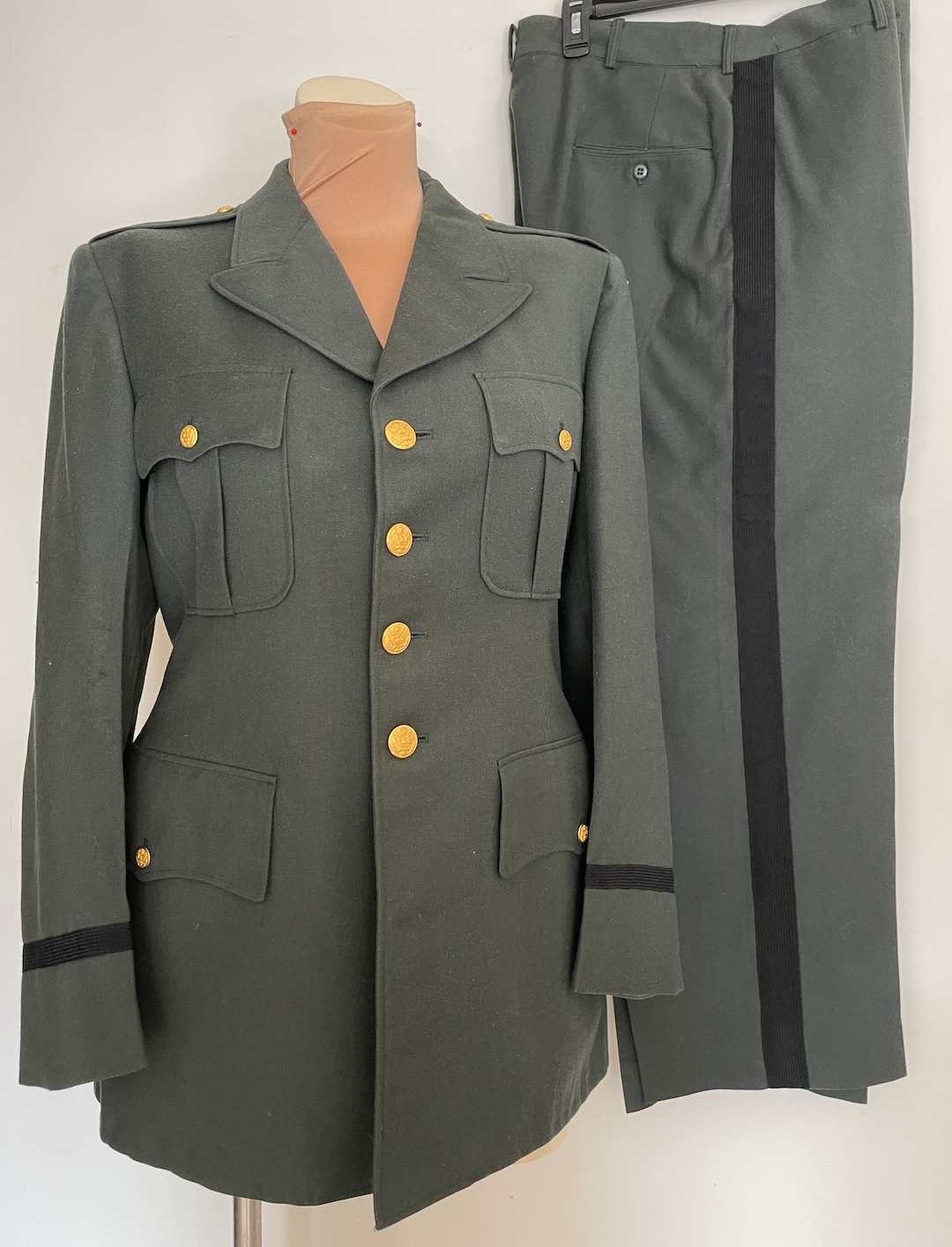 Man’s US Army Uniform Wool Serge Vintage 1957 Pattern Wide Lapels Gold ...
