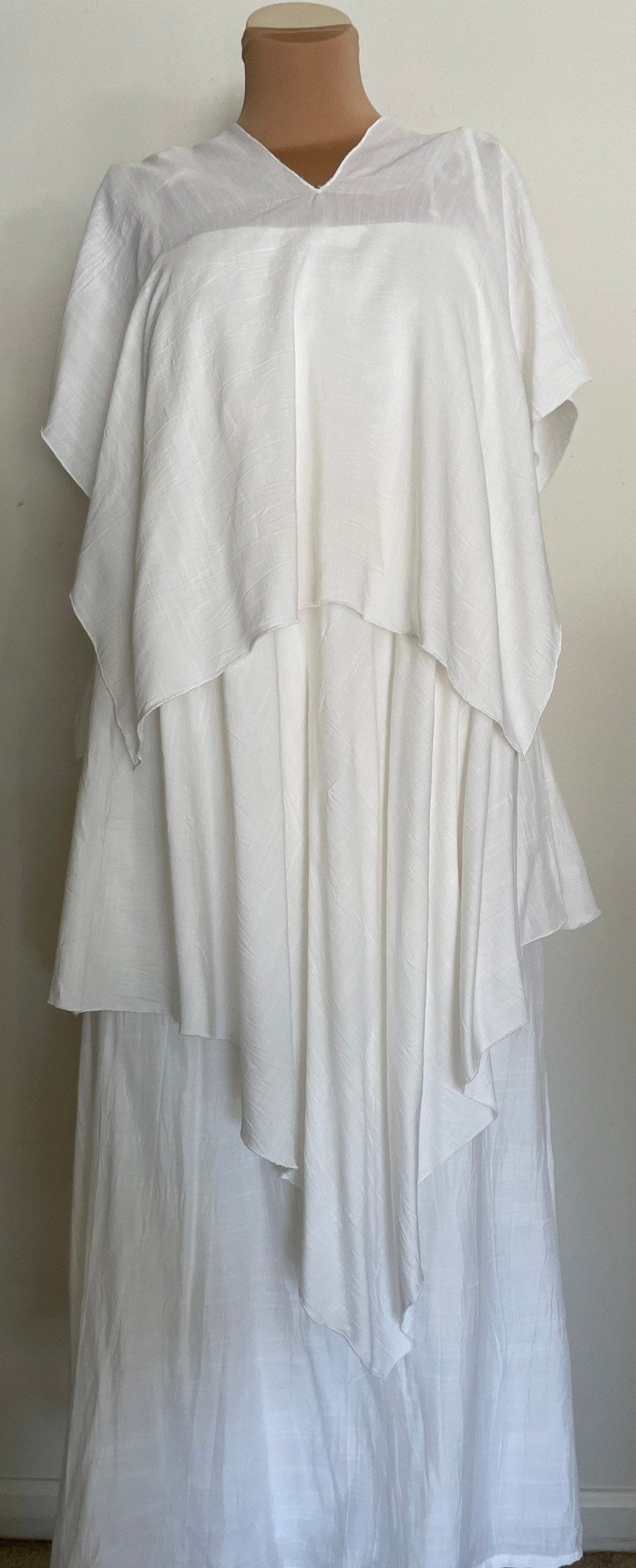 Amazing Handkerchief Style Maxi Sundress With Poncho Coverup in Large ...