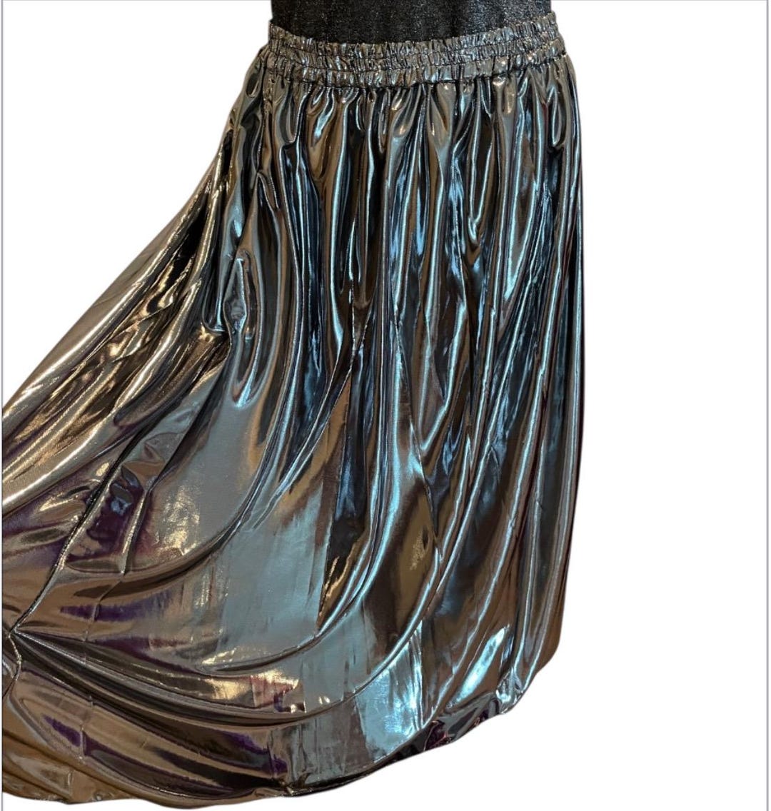 Metallic Dark Silver Sheen Formal Skirt by Elegant Wear Never Worn New ...